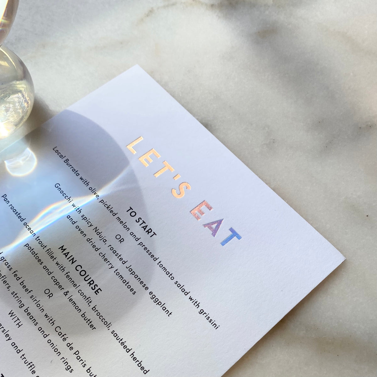 LET'S EAT Foiled Menus – PaperJamStudio